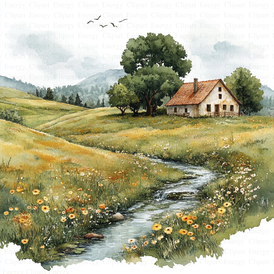 Countryside Clipart | 5 High Quality Jpg's | Digital Download | Rural ...