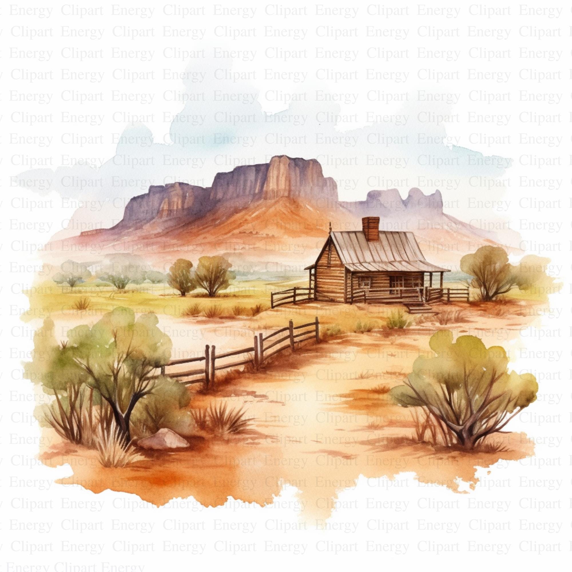 Old West Landscape Clipart | 5 High Quality Jpgs | Digital Download ...