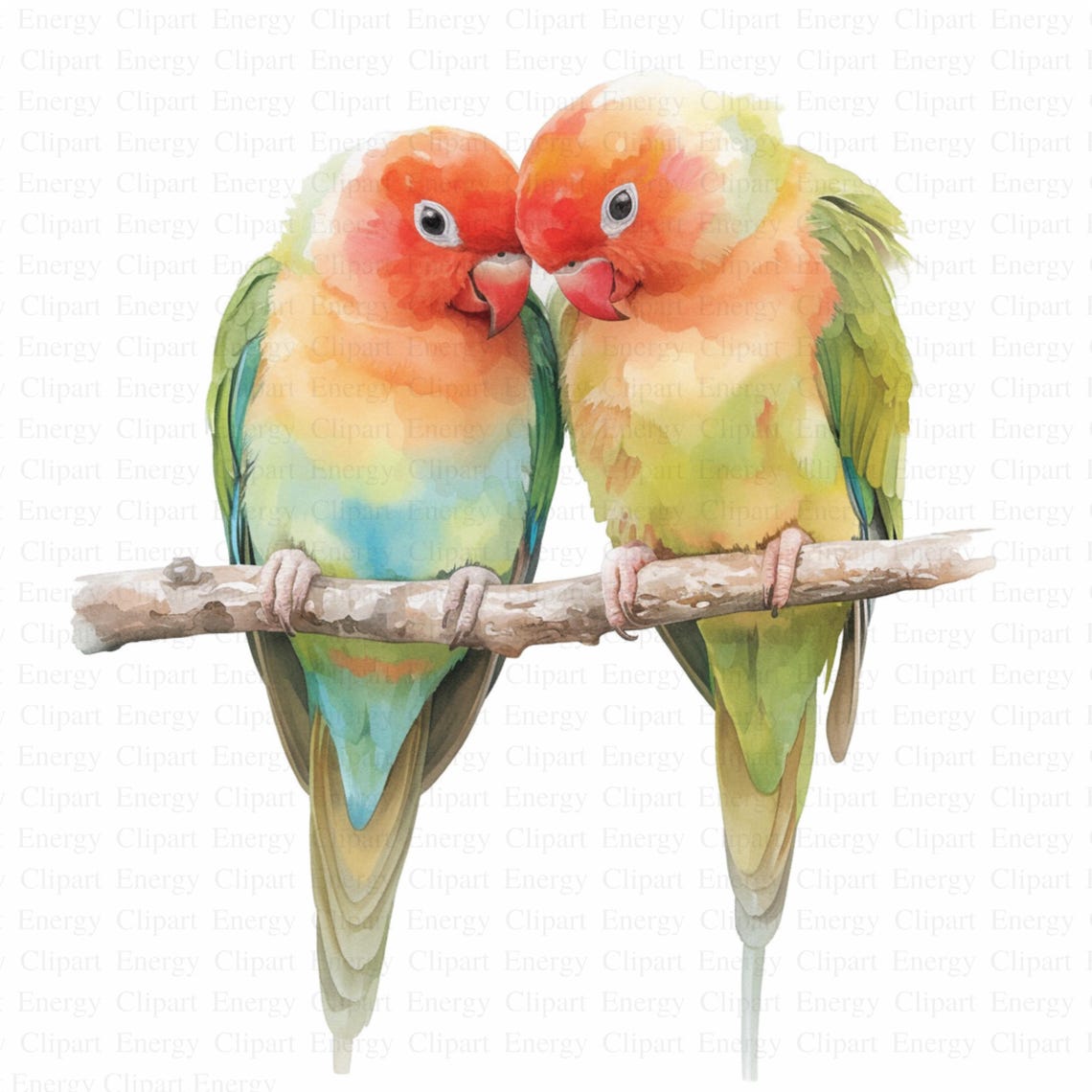 Watercolor Lovebirds Clipart | 5 High Quality Jpg's | Digital Download ...