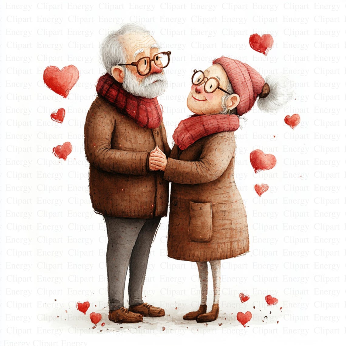 Elderly Couple Clipart | 5 High Quality Jpg's | Digital Download | Love ...