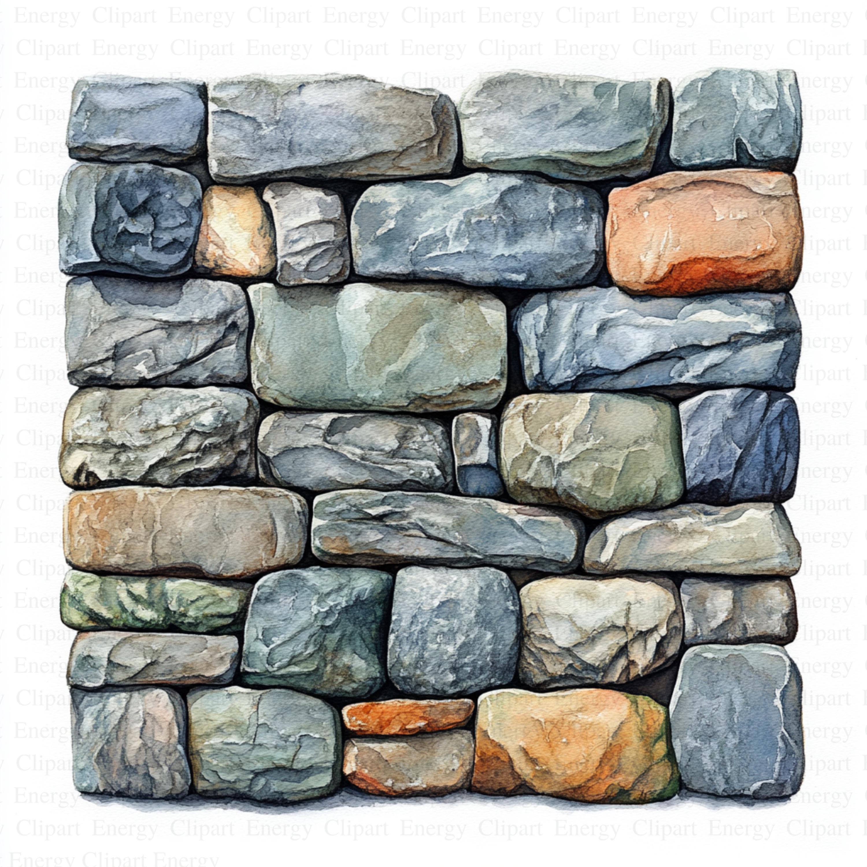 Stone Walls Clipart | 5 High Quality Jpg's | Digital Download | Rustic ...