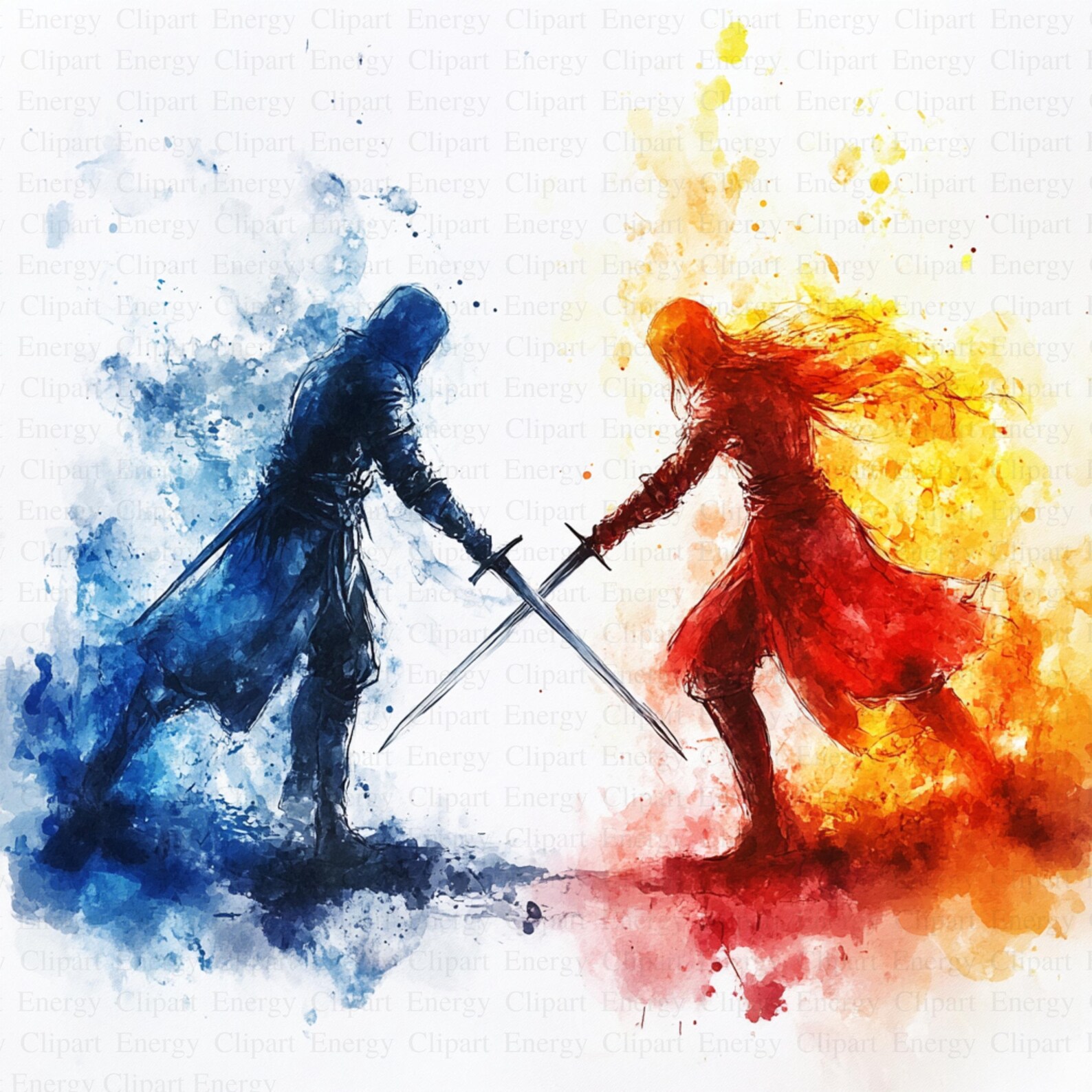 Watercolor Battle Clipart | 5 High Quality Jpg's | Digital Download ...