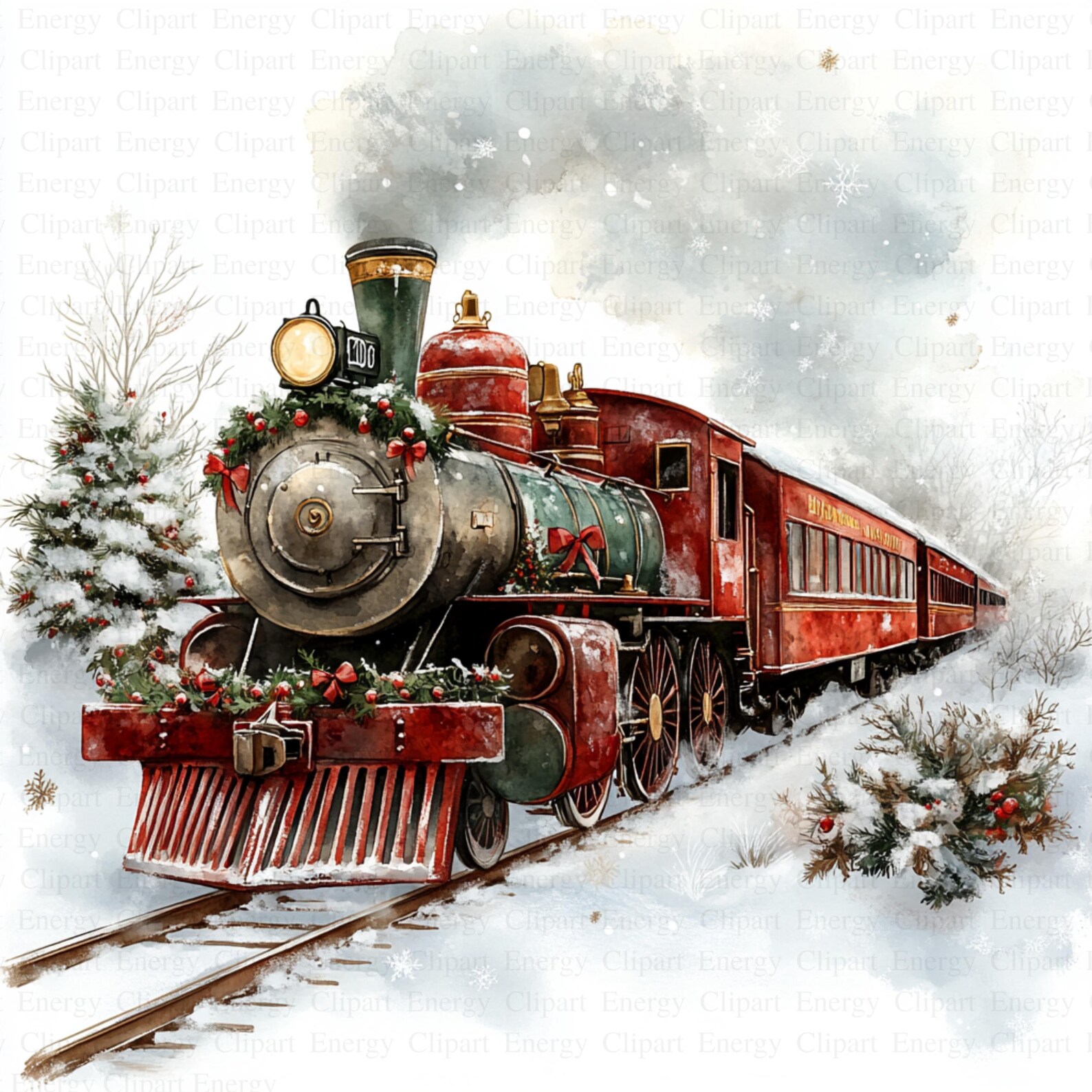 Holiday Train Clipart | 5 High Quality Jpg's | Digital Download ...