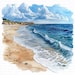 Coastal Beach Ocean Watercolor Clip Art | 5 High Quality Jpgs | Digital ...