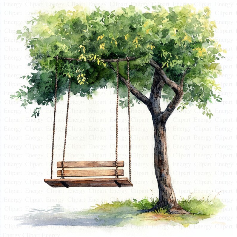 Watercolor Tree Swing Clipart 5 High Quality Jpg's Digital Download ...