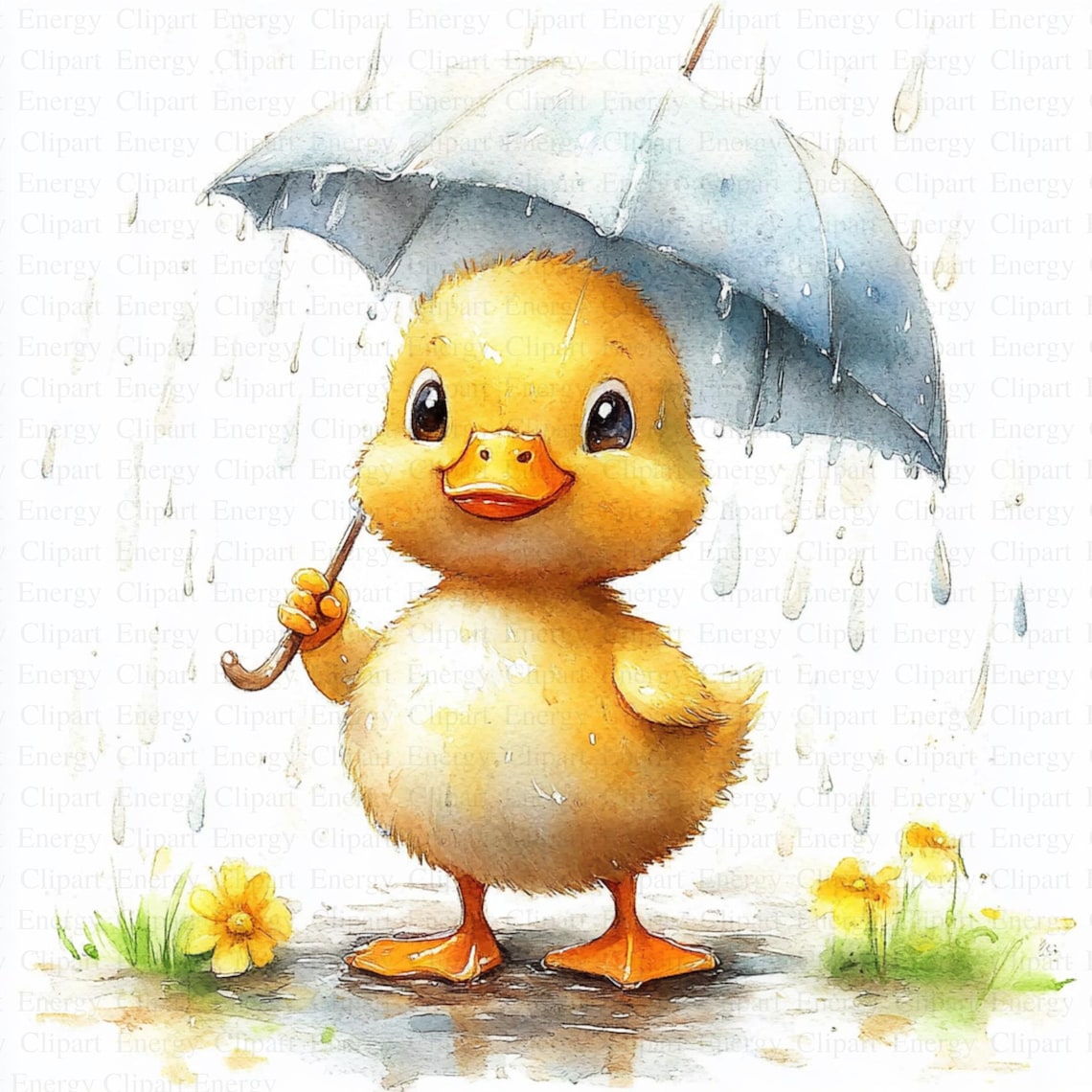 Duckling in Rain Clipart | 5 High Quality Jpgs | Digital Download ...