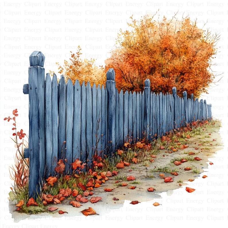 Autumn Fences Clipart | 5 High Quality Jpgs | Digital Download | Fall ...