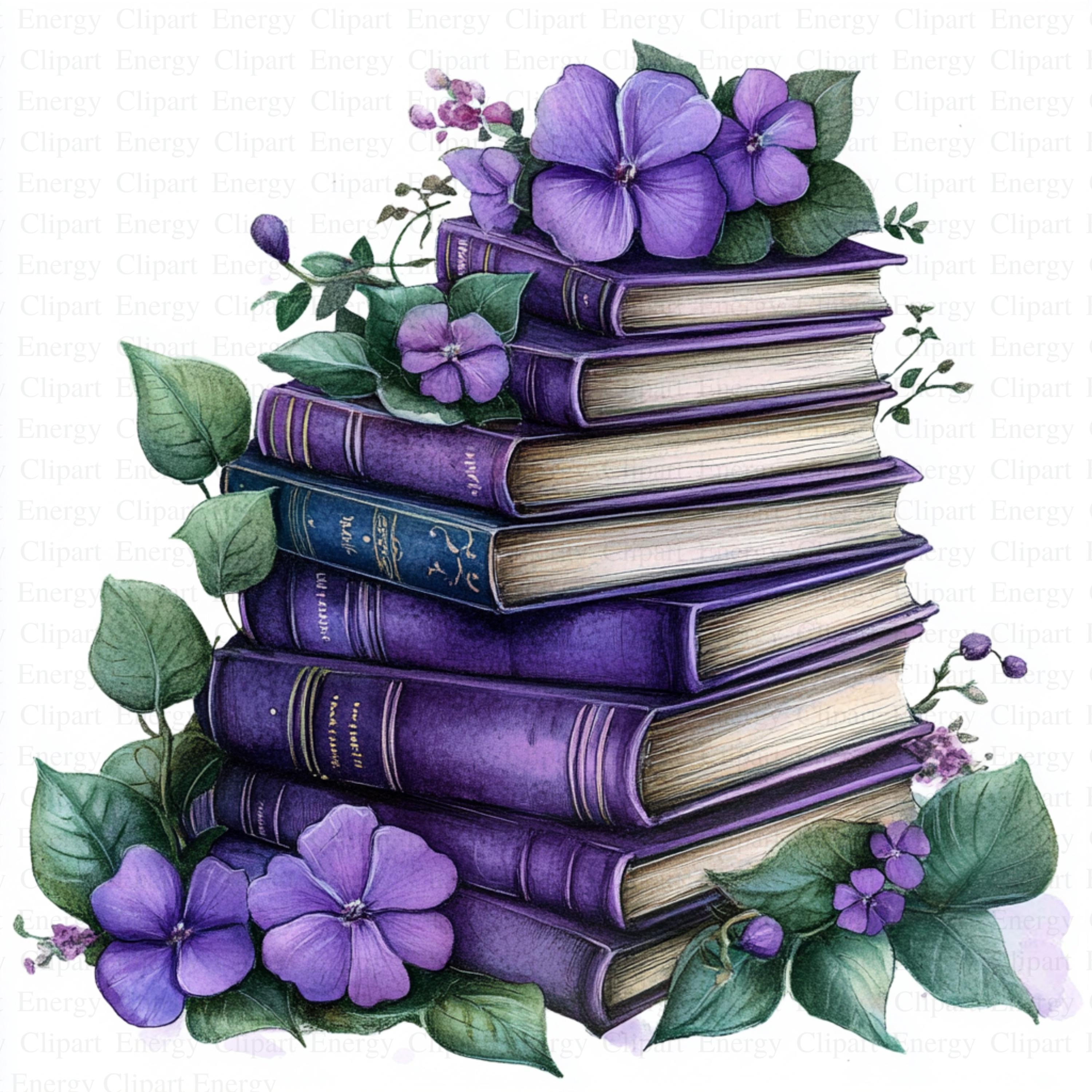 Watercolor Stack of Purple Books Clipart | 5 High Quality Jpg's ...