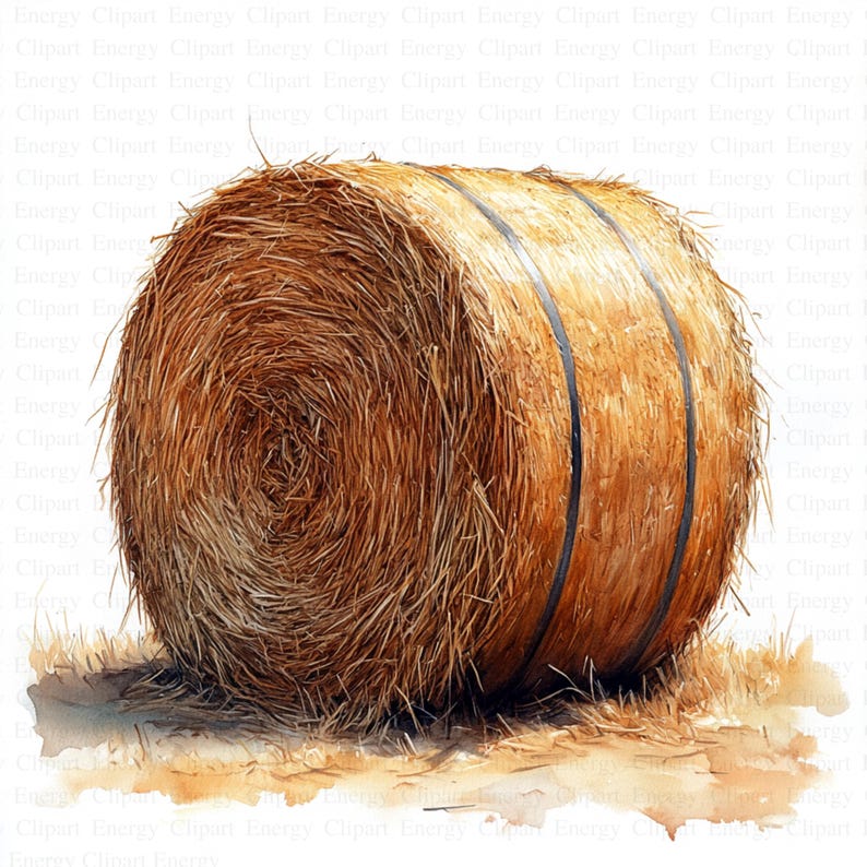 Watercolor Hay Bale Clipart 5 High Quality Jpg's Digital Download Farm ...