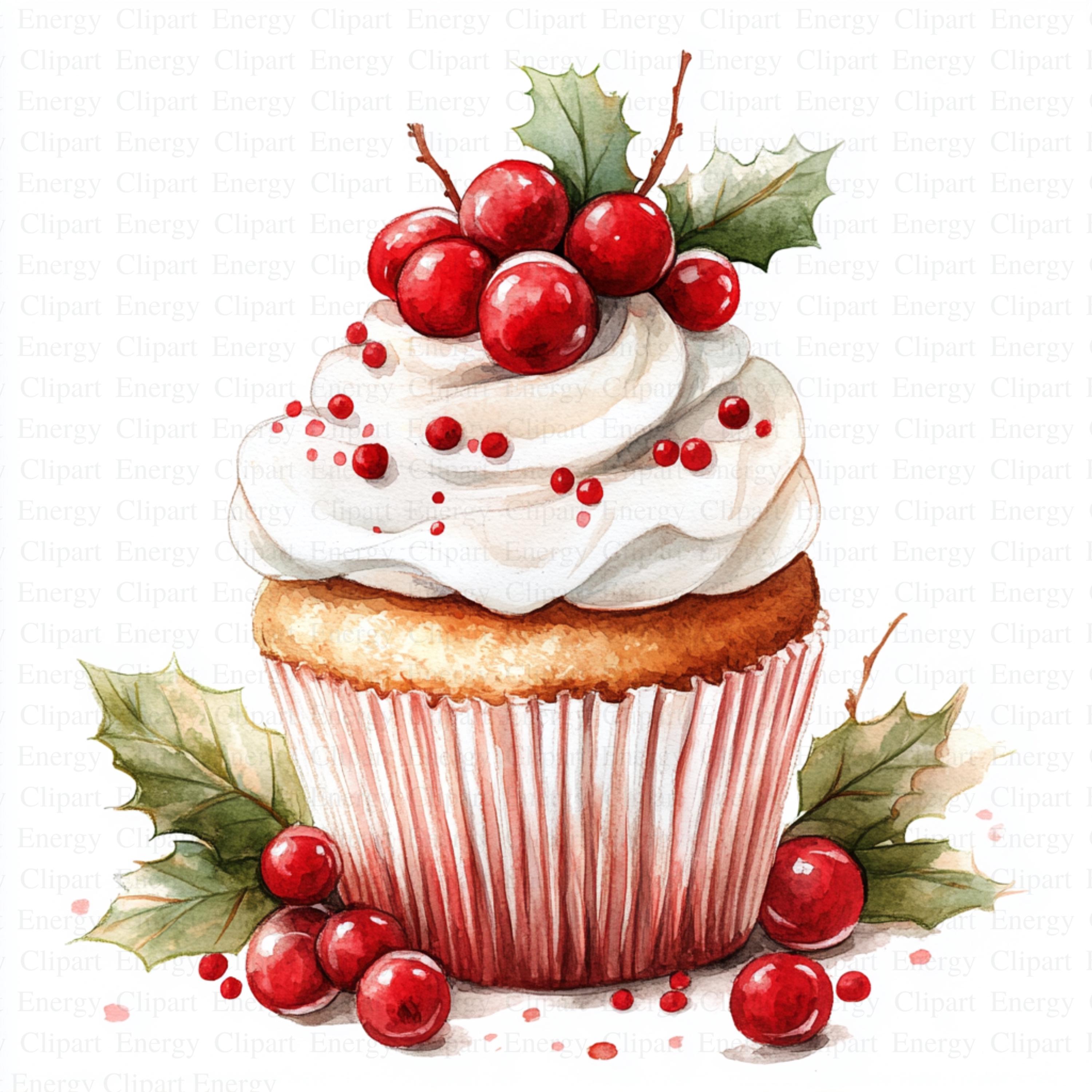 Christmas Cupcake Clipart | 5 High Quality Jpg's | Digital Download ...