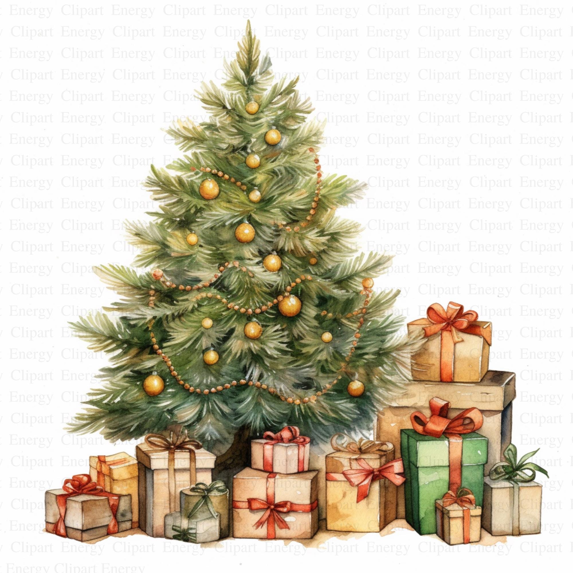 Christmas Tree & Gifts Clipart 5 High Quality Jpgs Digital Download ...