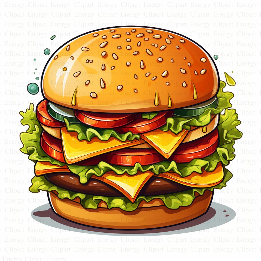Cheeseburger Clipart 5 High Quality Jpg's Digital Download Cheeseburger ...
