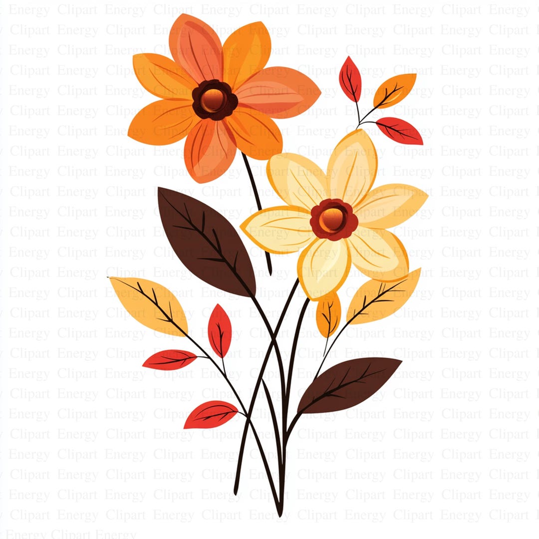 Autumn Flowers Clipart | 5 High Quality Jpg's | Digital Download ...