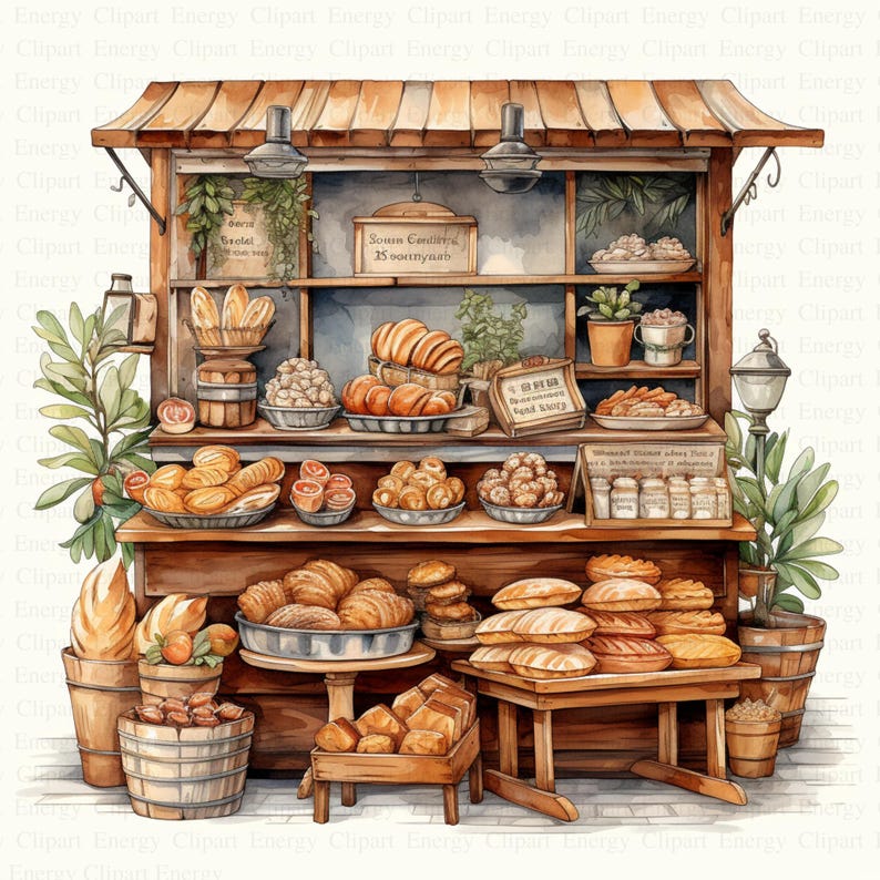 Watercolor Bakery Clipart | 5 High Quality Jpg's | Digital Download ...