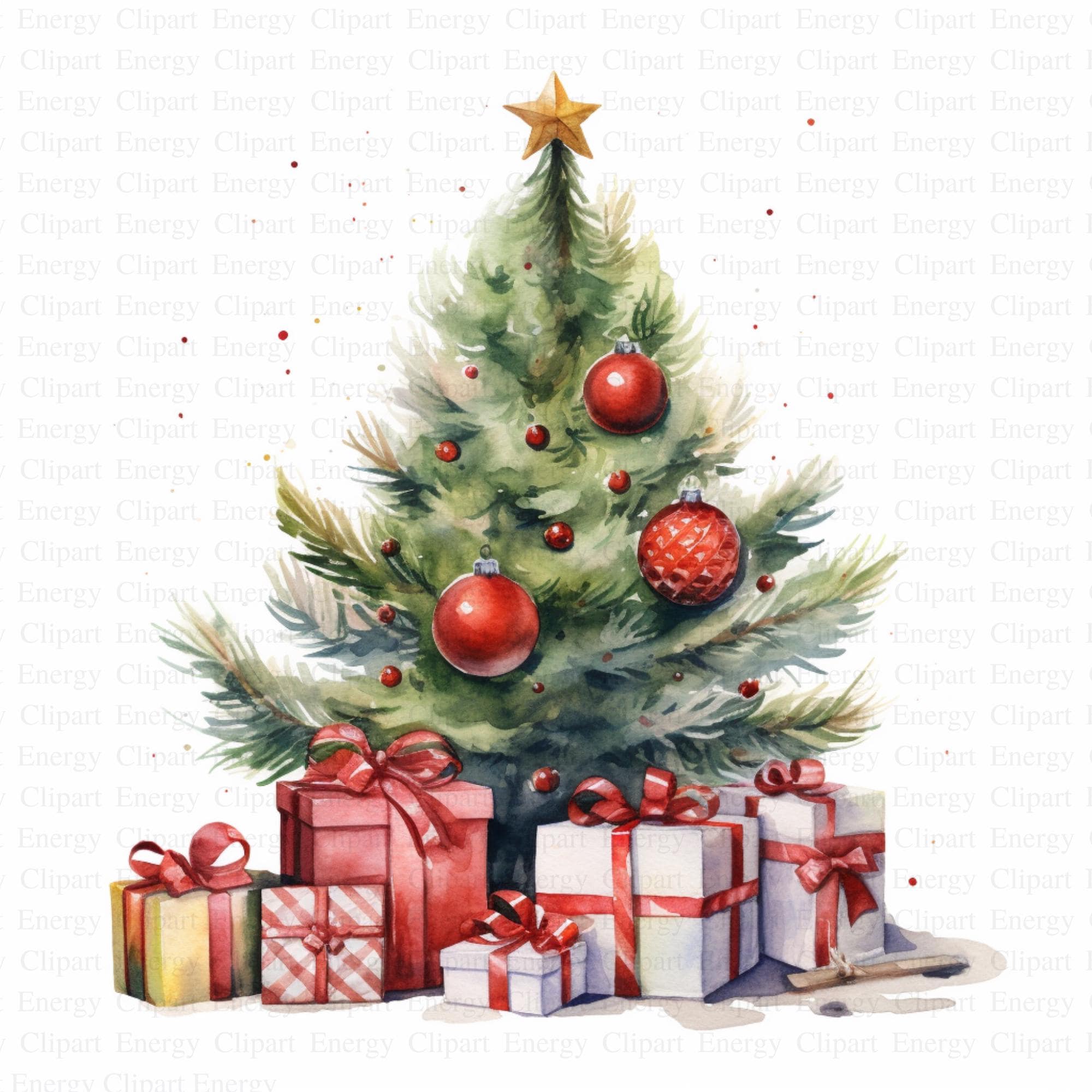 Christmas Tree & Gifts Clipart 5 High Quality Jpgs Digital Download ...