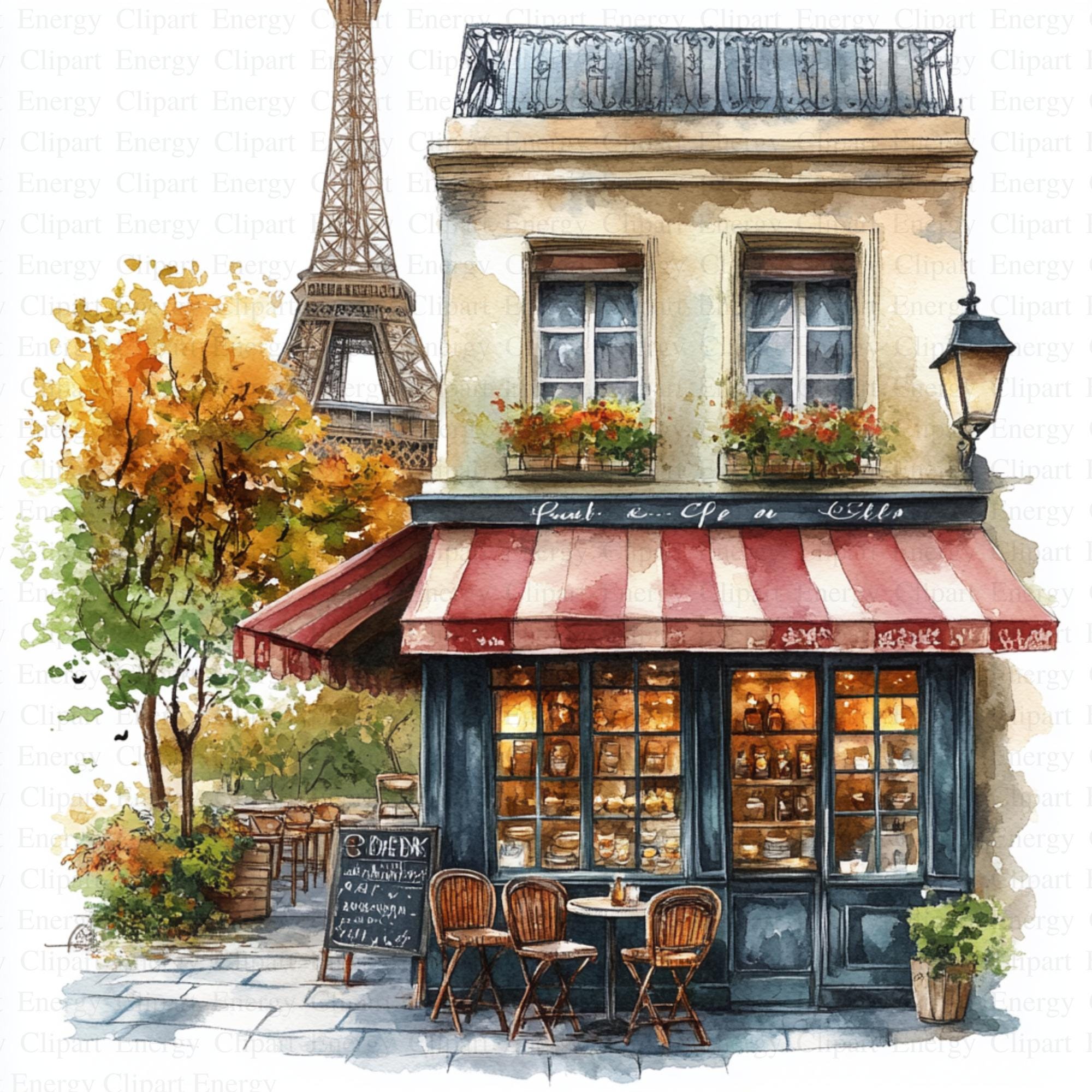 Paris Cafe Clipart | 5 High Quality Jpgs | Digital Download | Wall Art ...