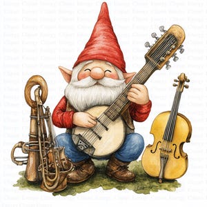 Gnomes With Music Instruments Clipart | 5 High Quality Jpg's | Digital ...