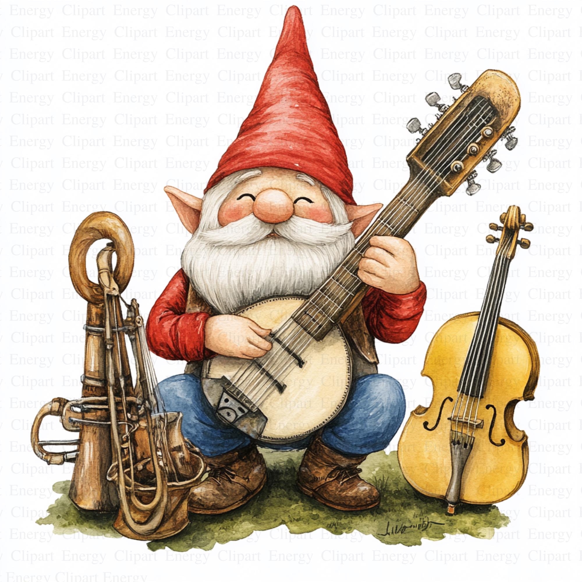 Gnomes With Music Instruments Clipart | 5 High Quality Jpg's | Digital ...