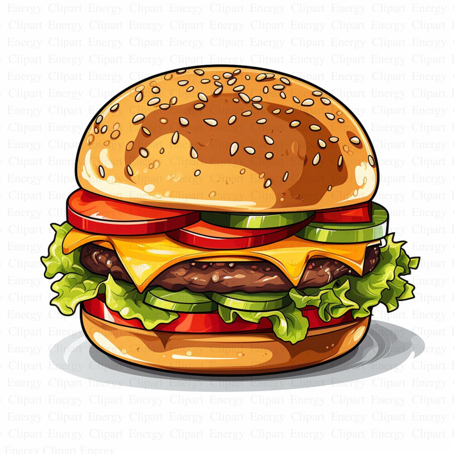 Cheeseburger Clipart | 5 High Quality Jpg's | Digital Download ...