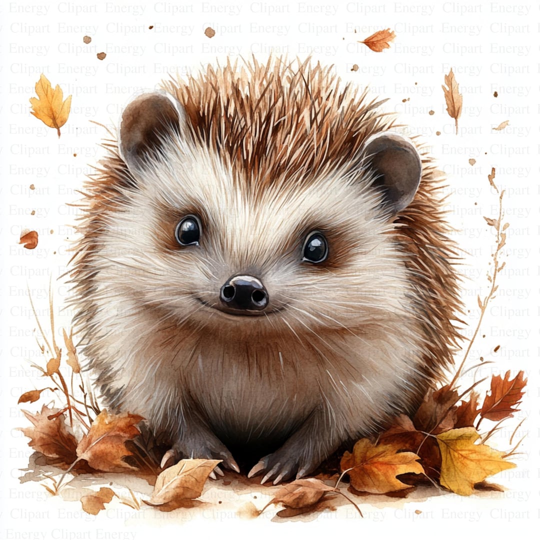 Watercolor Cute Hedgehog Clipart | 5 High Quality Jpgs | Digital ...