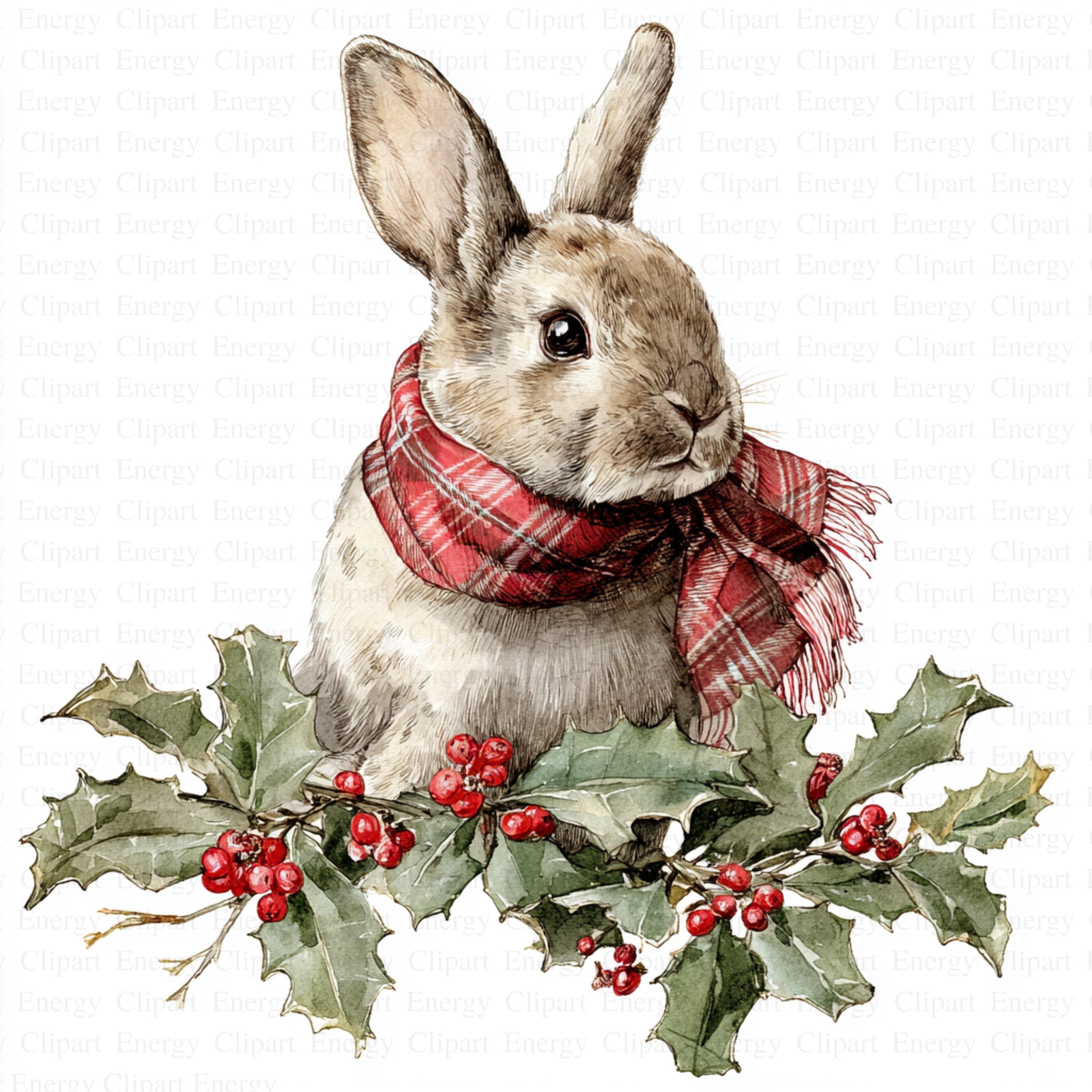 Christmas Bunny Clipart | 5 High Quality Jpg's | Digital Download ...