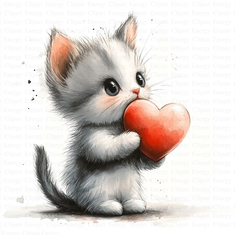 Kitten Love Clipart | 5 High Quality Jpg's | Digital Download | Pet Art ...
