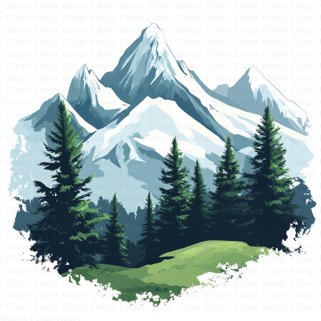 Mountain Landscape Clipart | 5 High Quality Jpgs | Digital Download ...