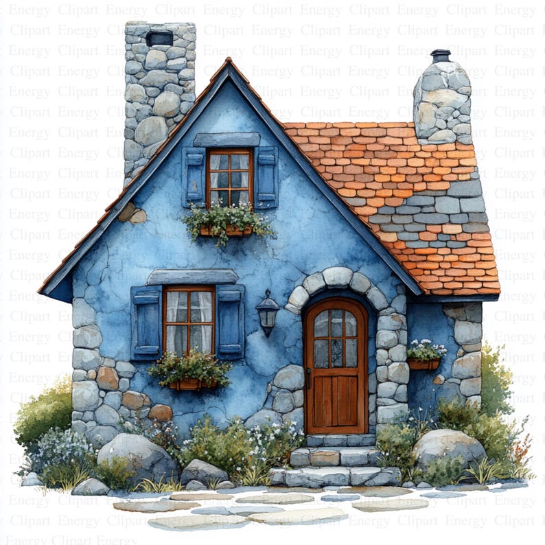 Stone Cottage Clipart | 5 High Quality Jpgs | Digital Download ...