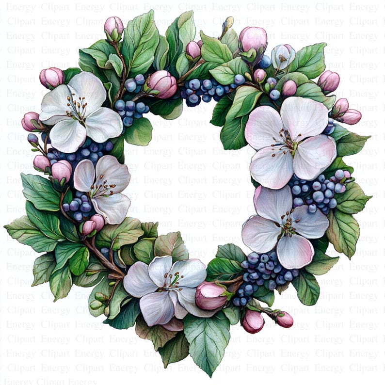 Spring Wreath Clipart | 5 High Quality Jpg's | Digital Download ...