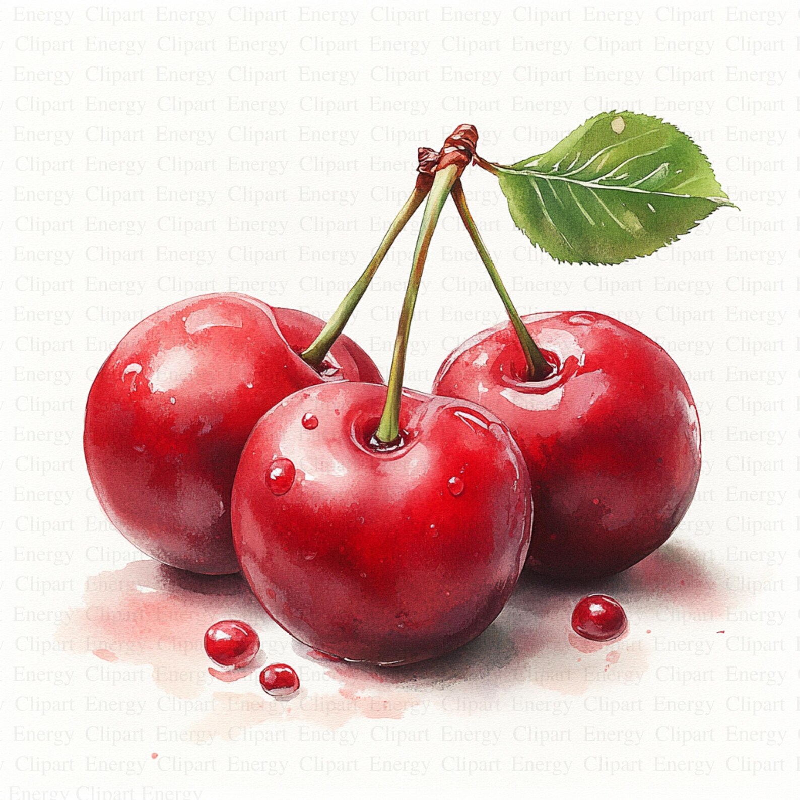 Watercolor Cherries Clipart | 5 High Quality Jpg's | Digital Download ...