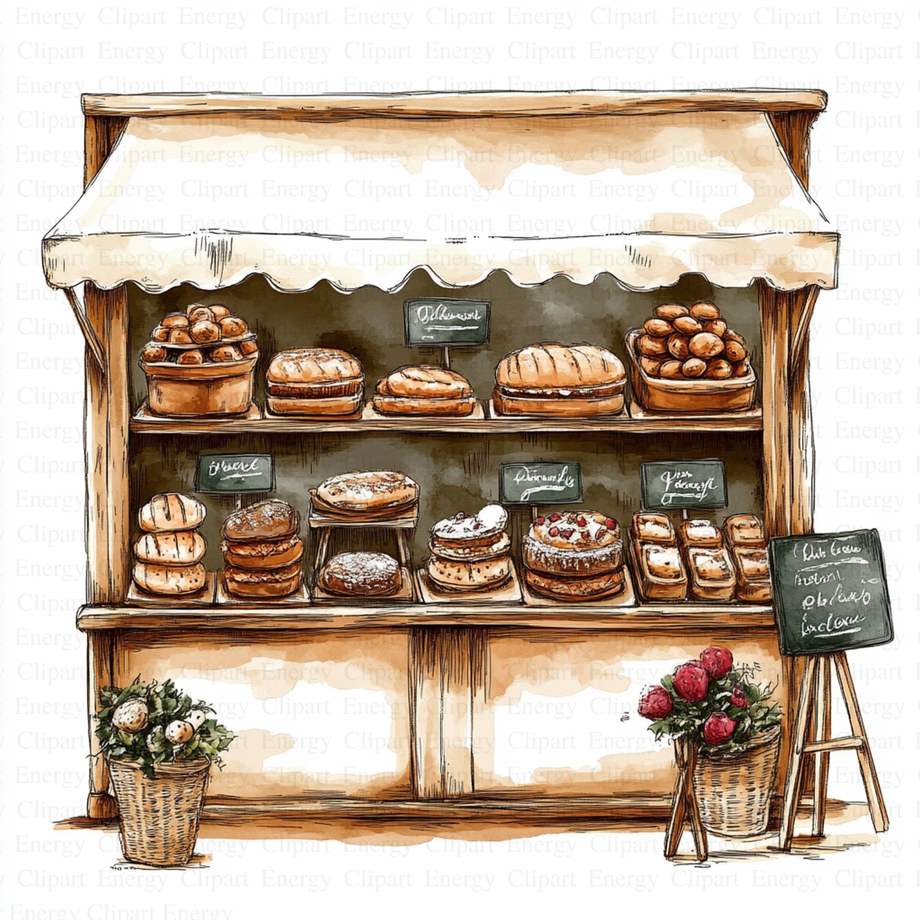 Watercolor French Bakery Clipart | 5 High Quality Jpg's | Digital ...