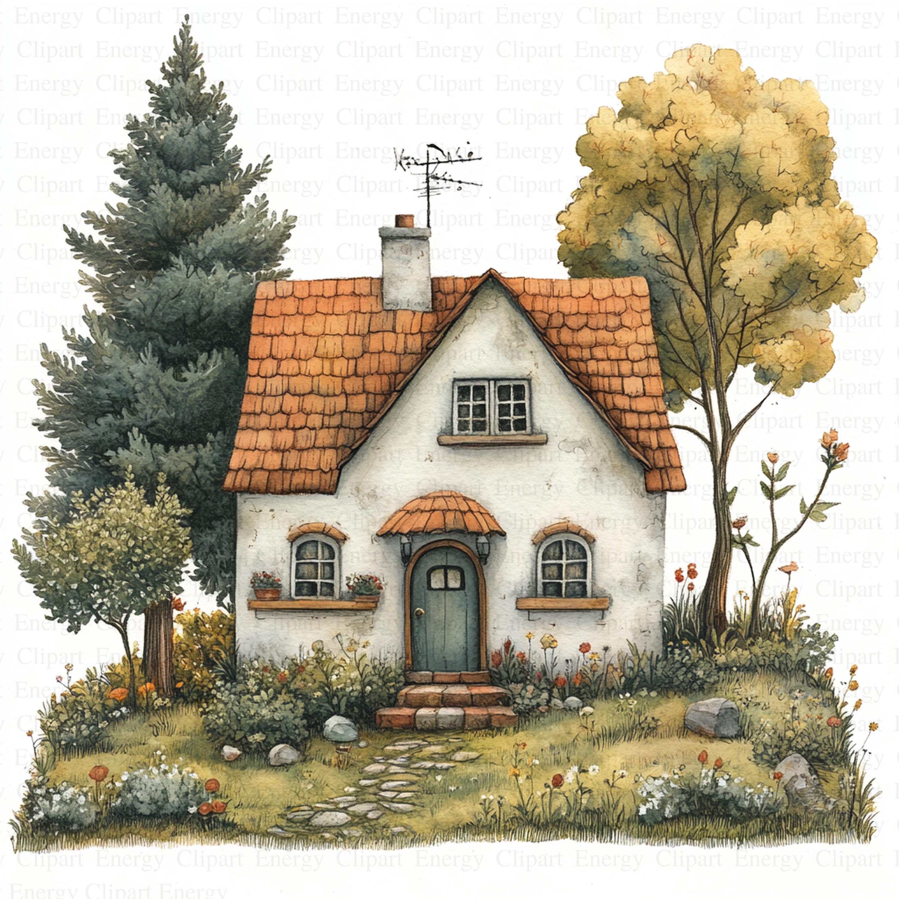 Watercolor Cottagecore Clipart | 5 High Quality Jpg's | Digital ...
