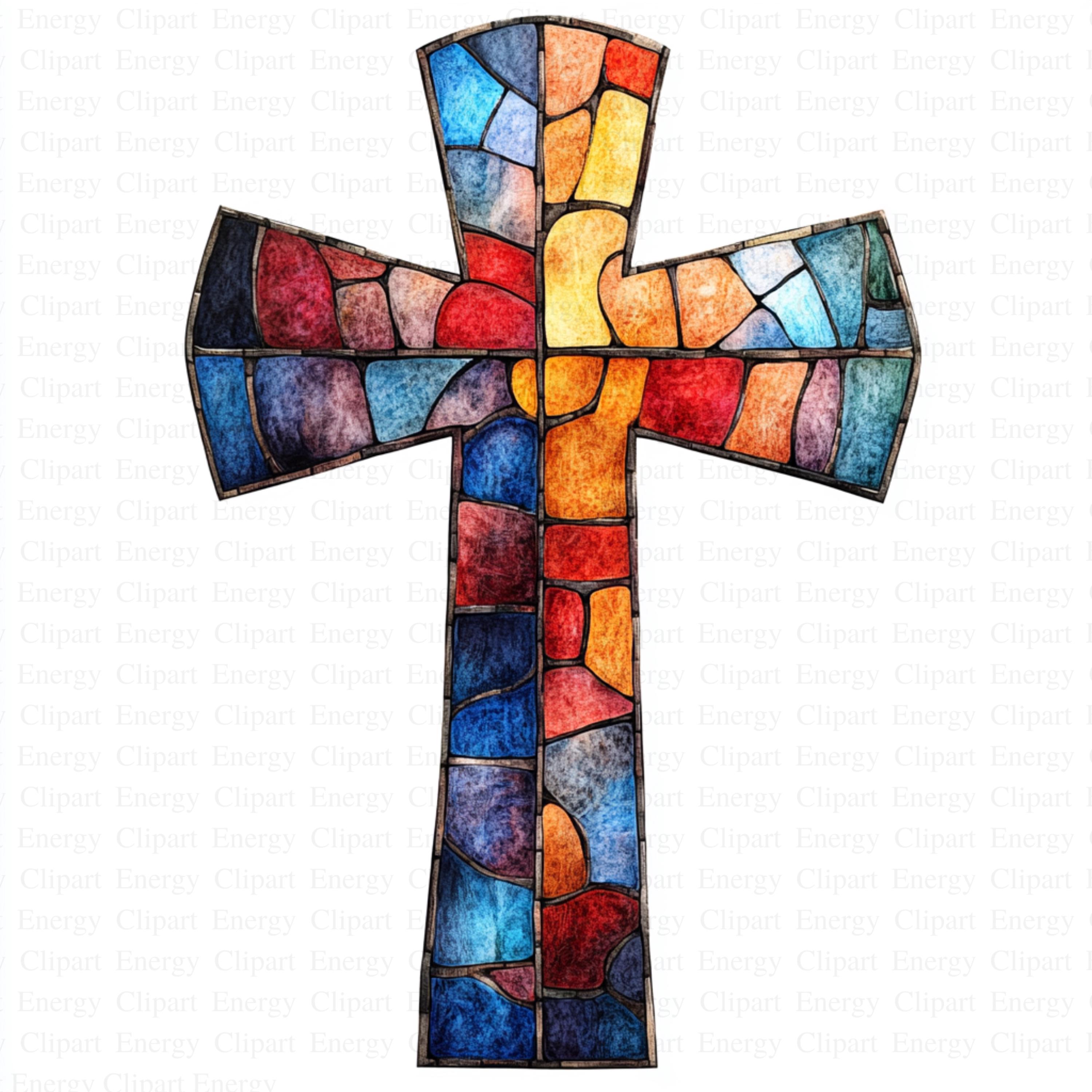 Stained Glass Cross Clipart | 5 High Quality Jpg's | Digital Download ...