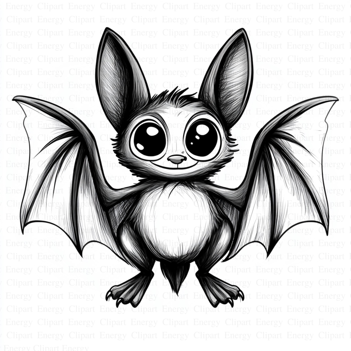 Bat Clipart Black and White | 5 High Quality Jpg's | Digital Download ...
