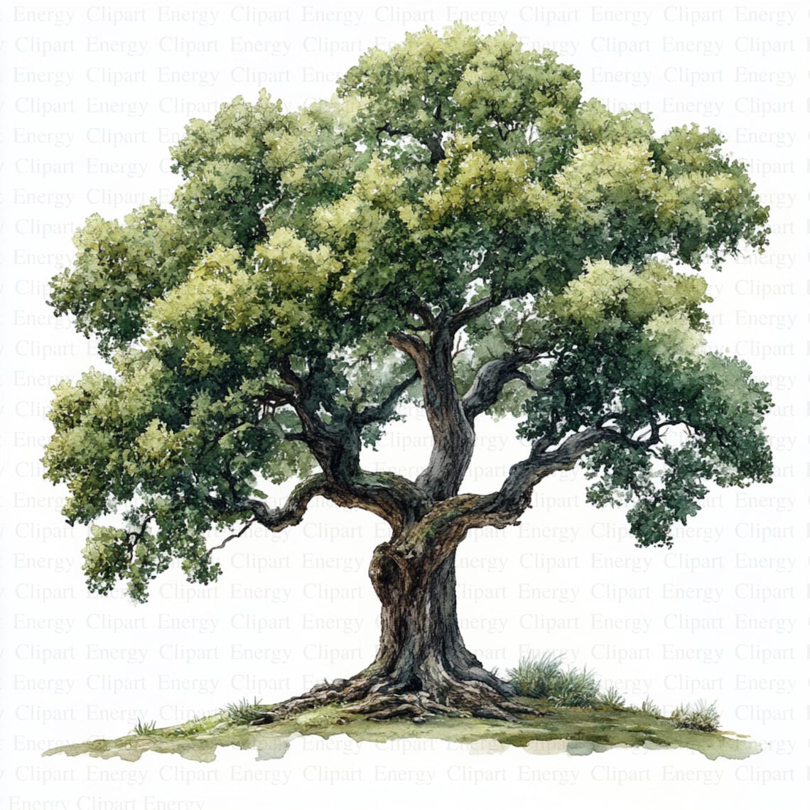 Watercolor Oak Trees Clipart | 5 High Quality Jpg's | Digital Download ...