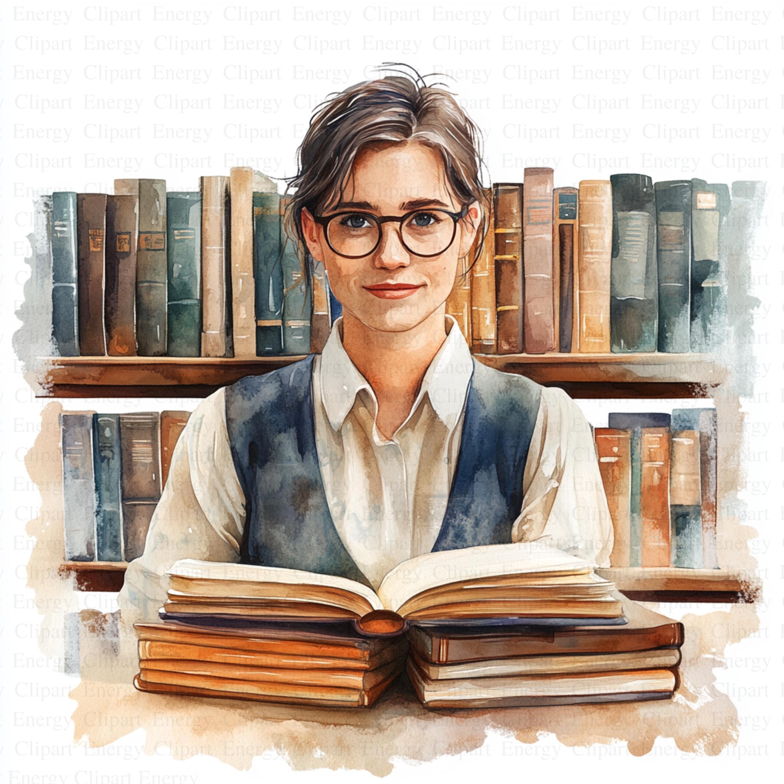 Librarian Clipart | 5 High Quality Jpg's | Digital Download | Knowledge ...