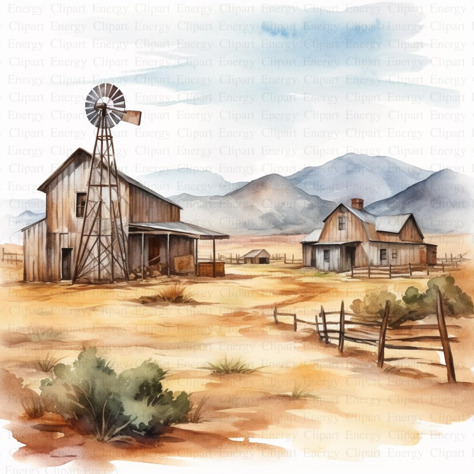 Old West Landscape Clipart 5 High Quality Jpgs Digital Download ...