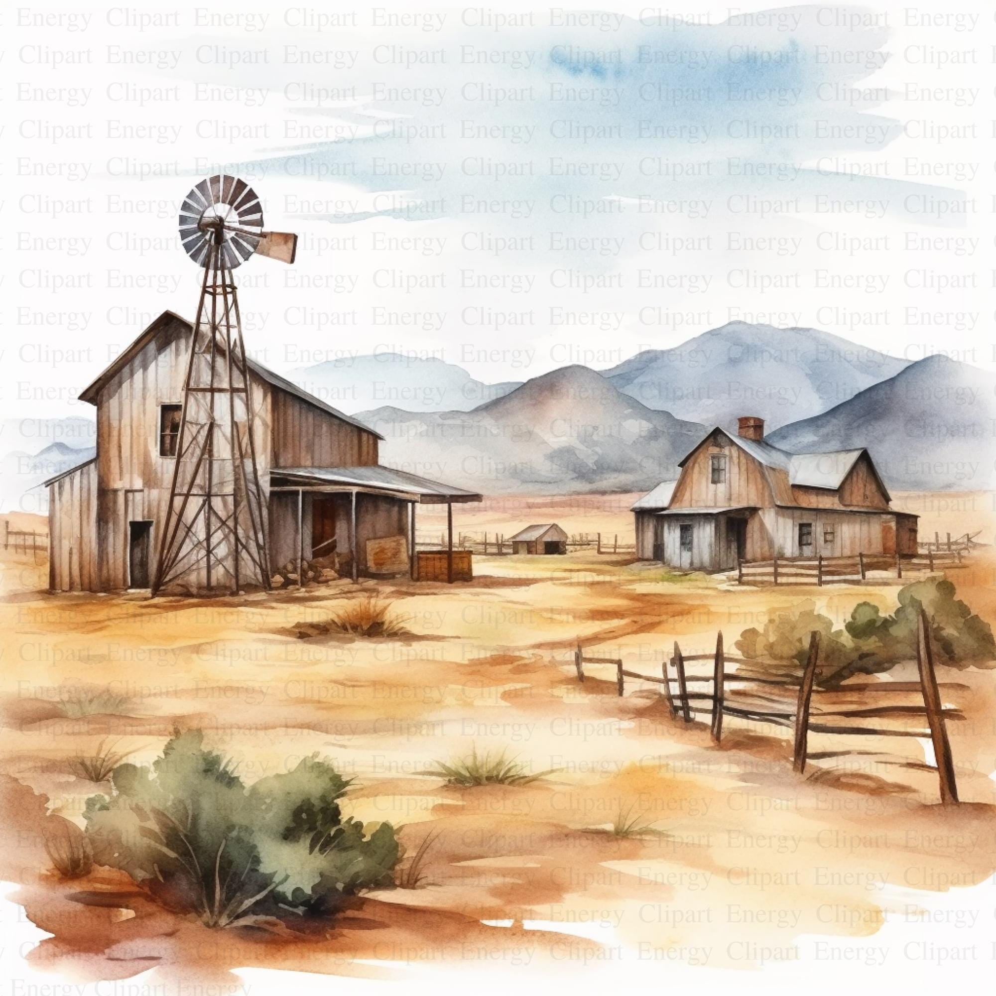 Old West Landscape Clipart 5 High Quality Jpgs Digital Download ...