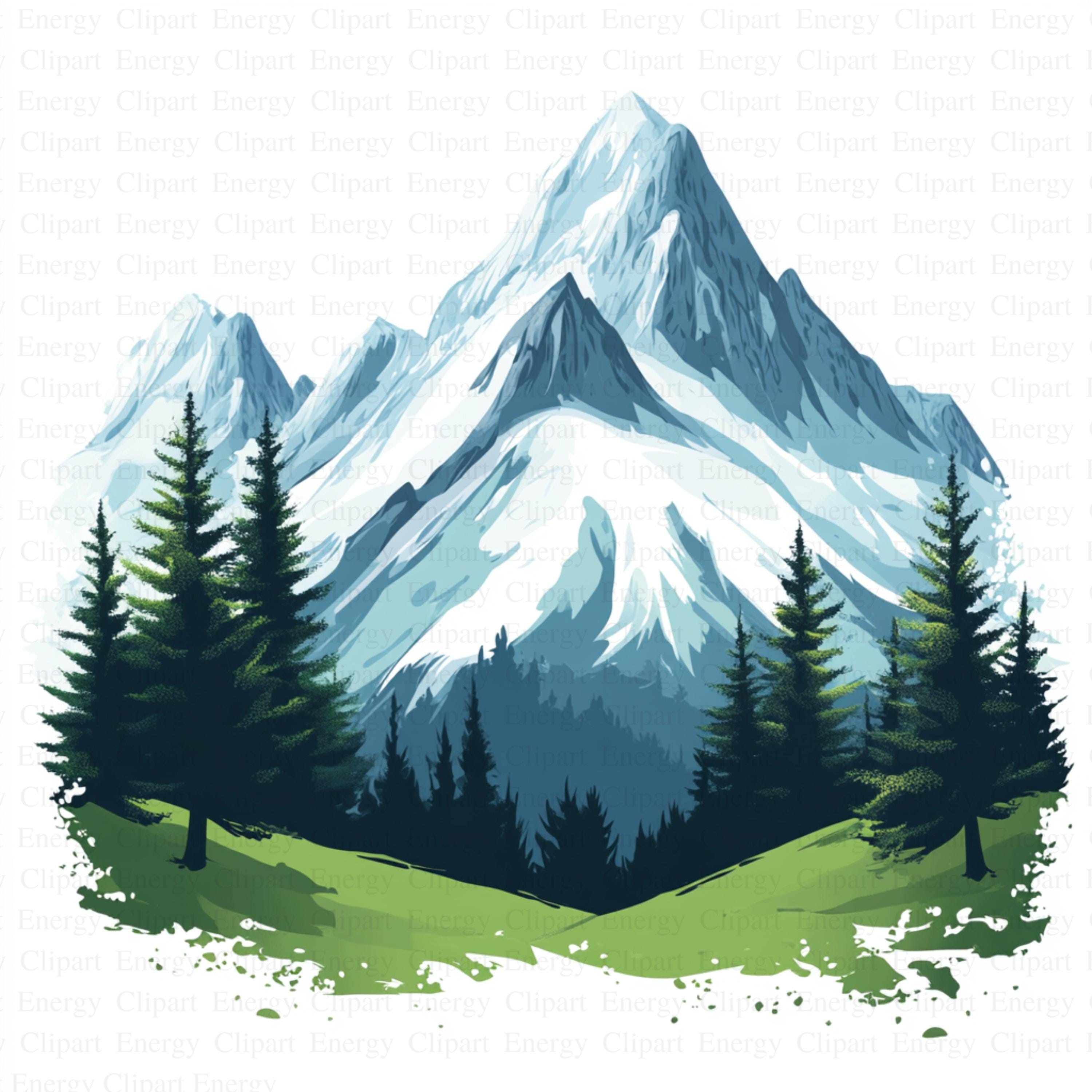 Mountain Landscape Clipart | 5 High Quality Jpgs | Digital Download ...