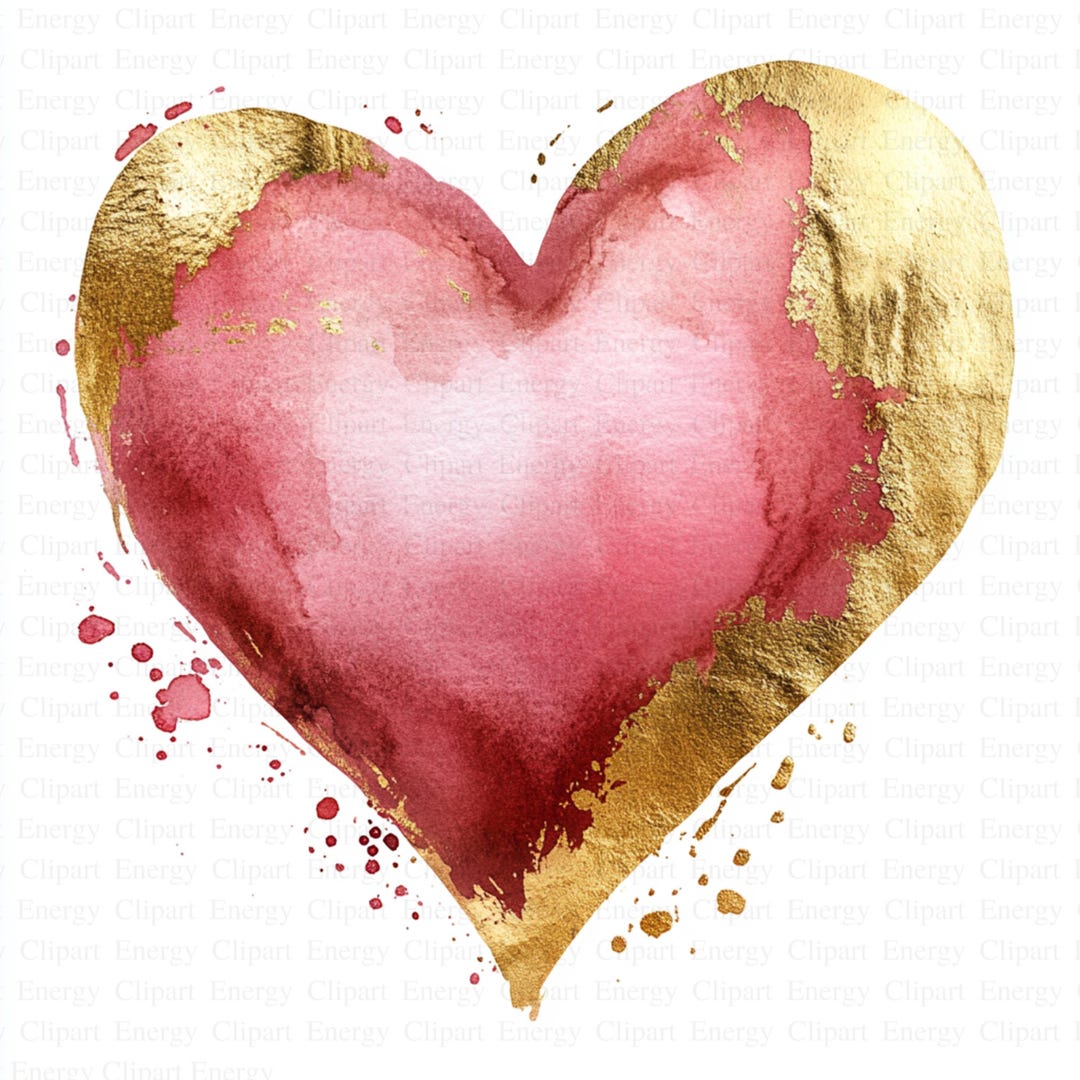 Pink Gold Hearts Clipart | 5 High Quality Jpg's | Digital Download ...