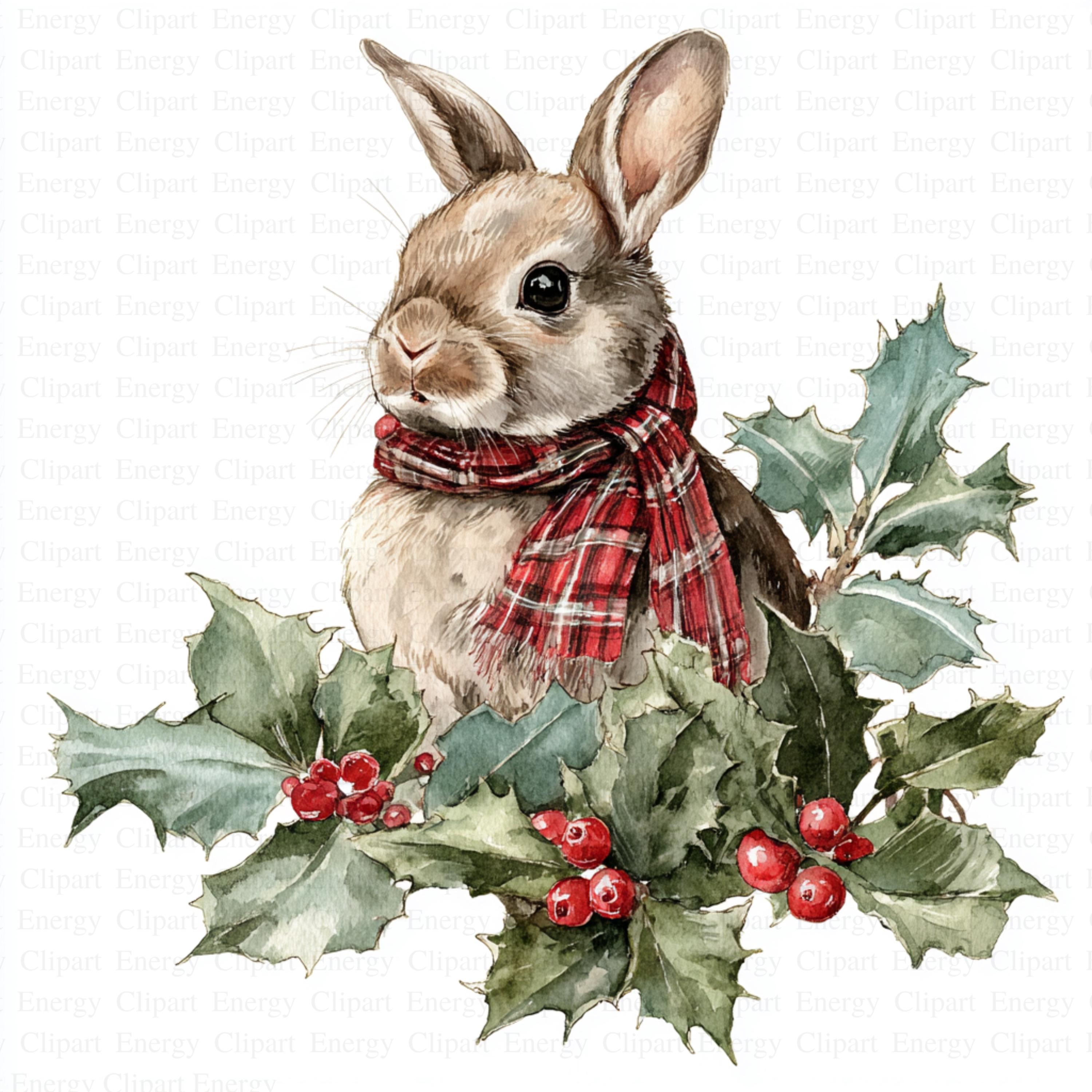 Christmas Bunny Clipart | 5 High Quality Jpg's | Digital Download ...