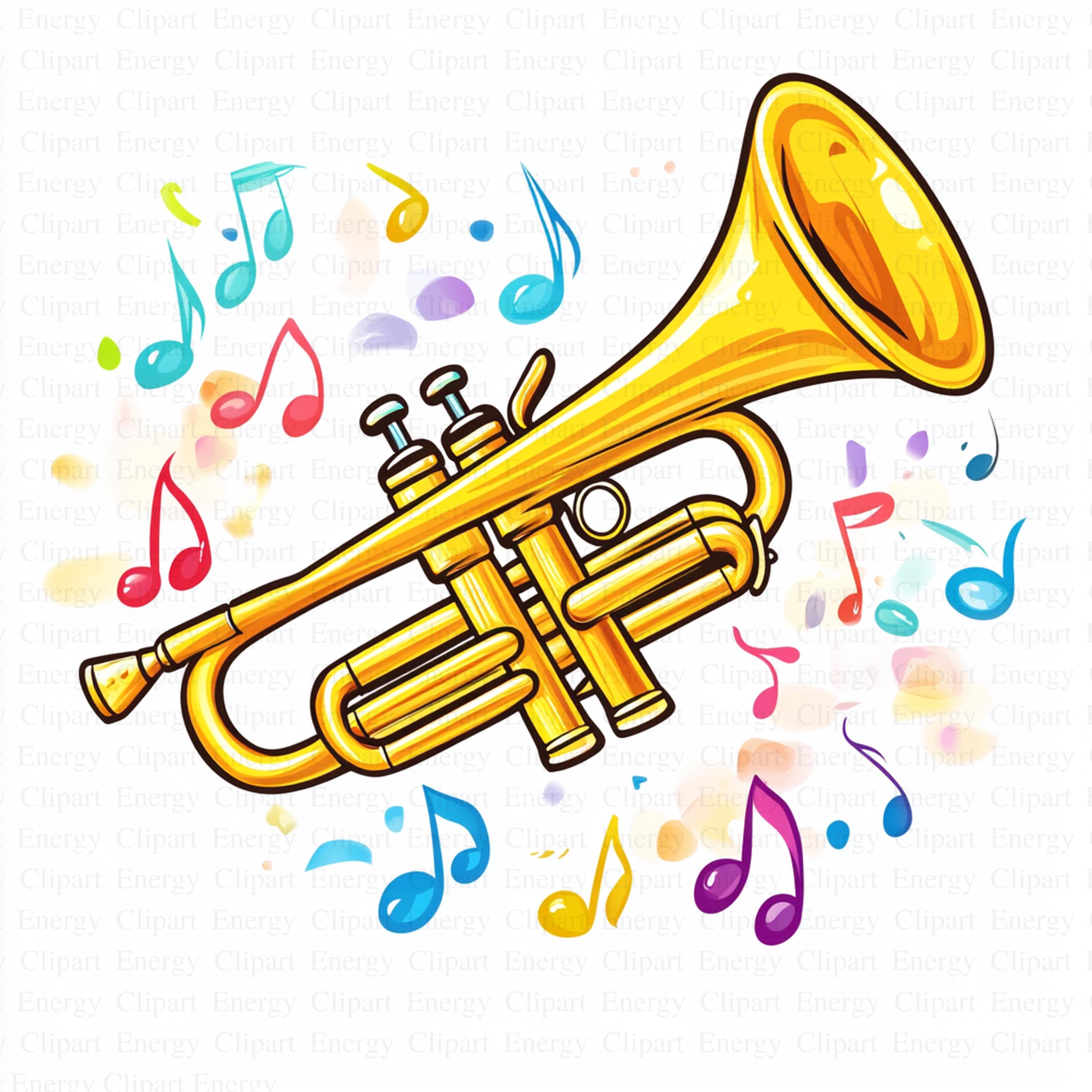 Trumpet Clipart | 5 High Quality Jpg's | Digital Download | Brass Music ...