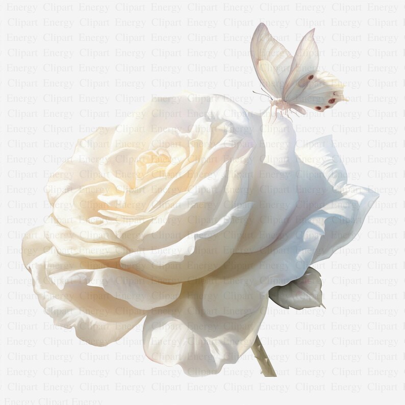 White Rose Butterflies Clipart | 5 High Quality Jpg's | Digital ...