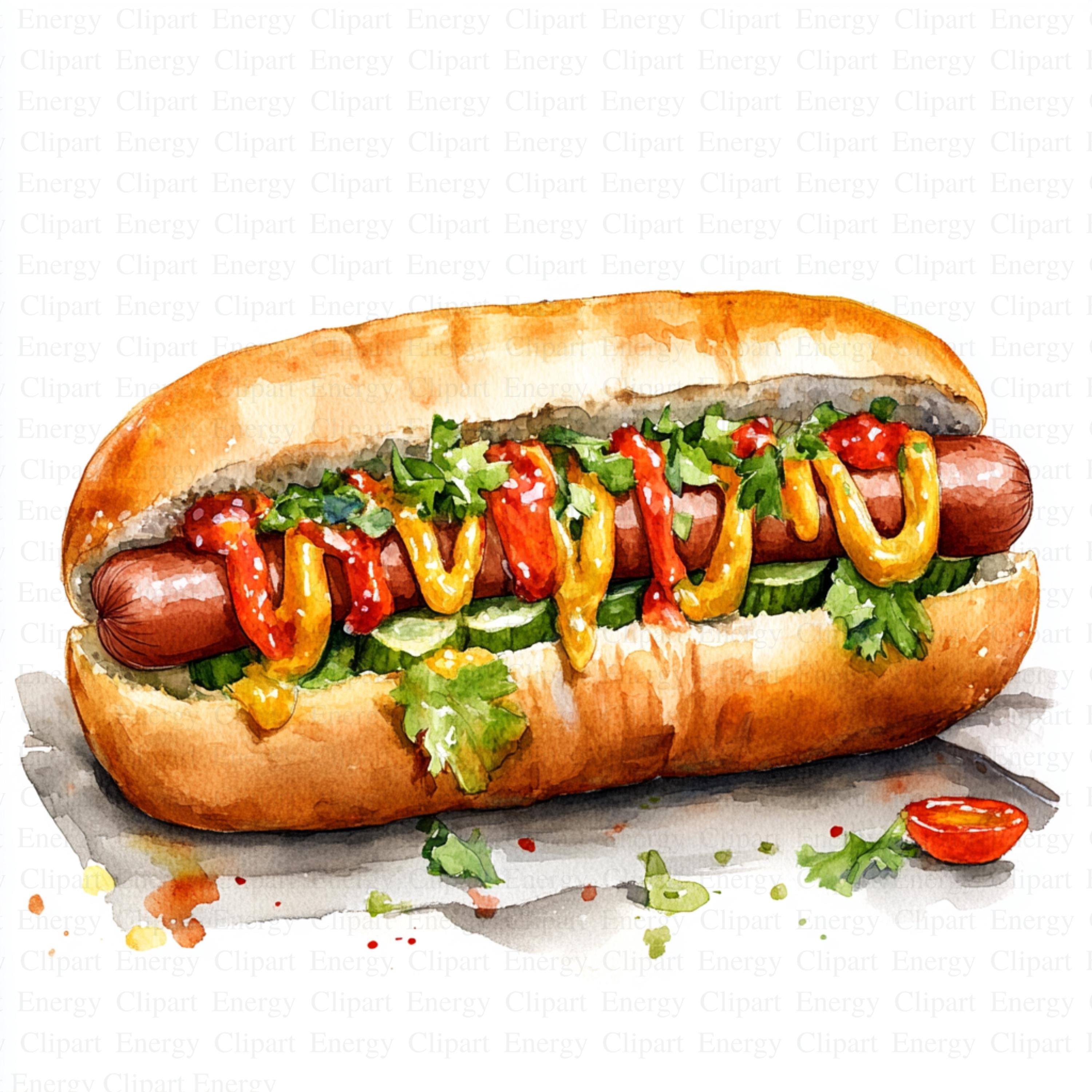 Hot Dog Clipart | 5 High Quality Jpg's | Digital Download | Hot Dog ...