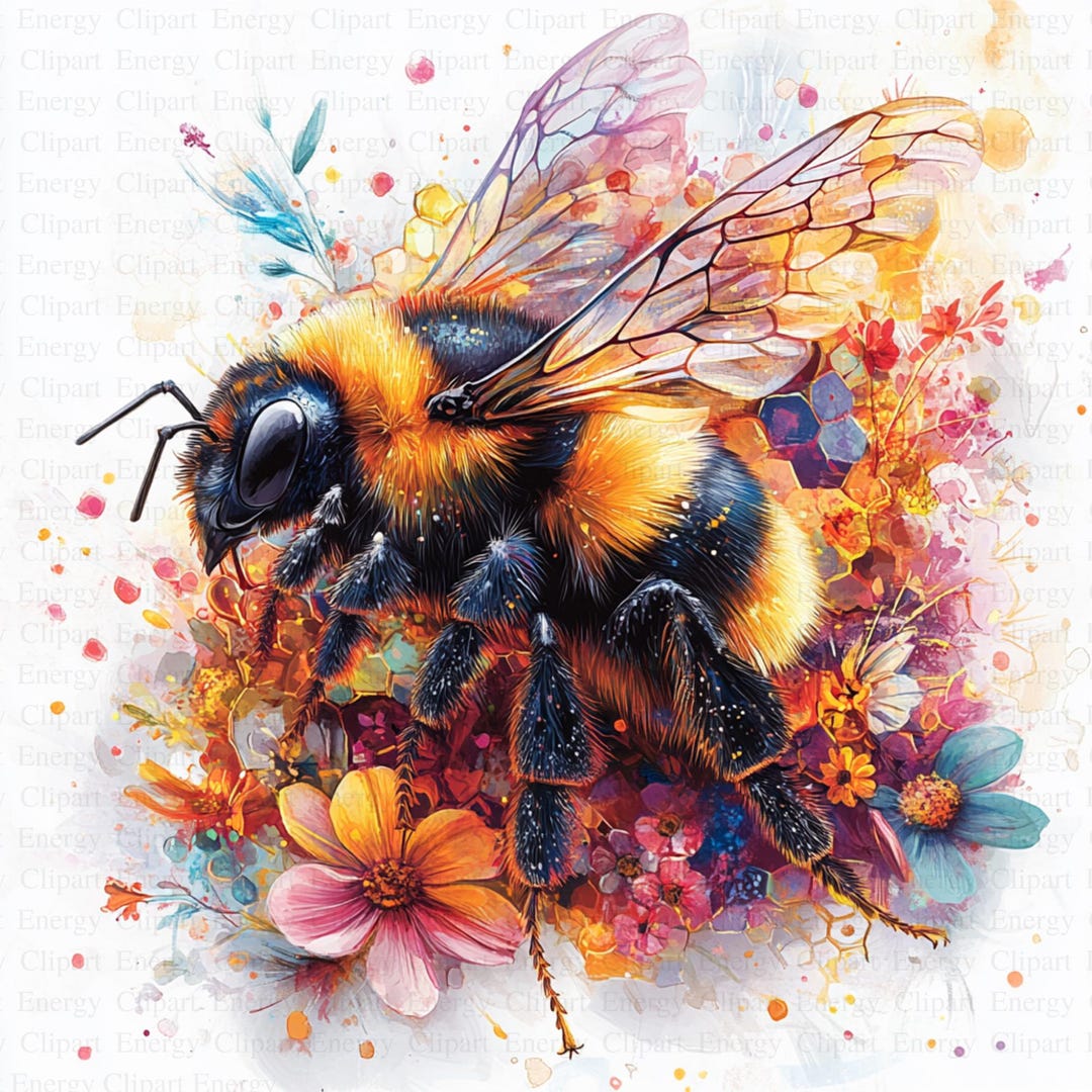 Bumblebee Clipart | 5 High Quality Jpgs | Digital Download | Card ...