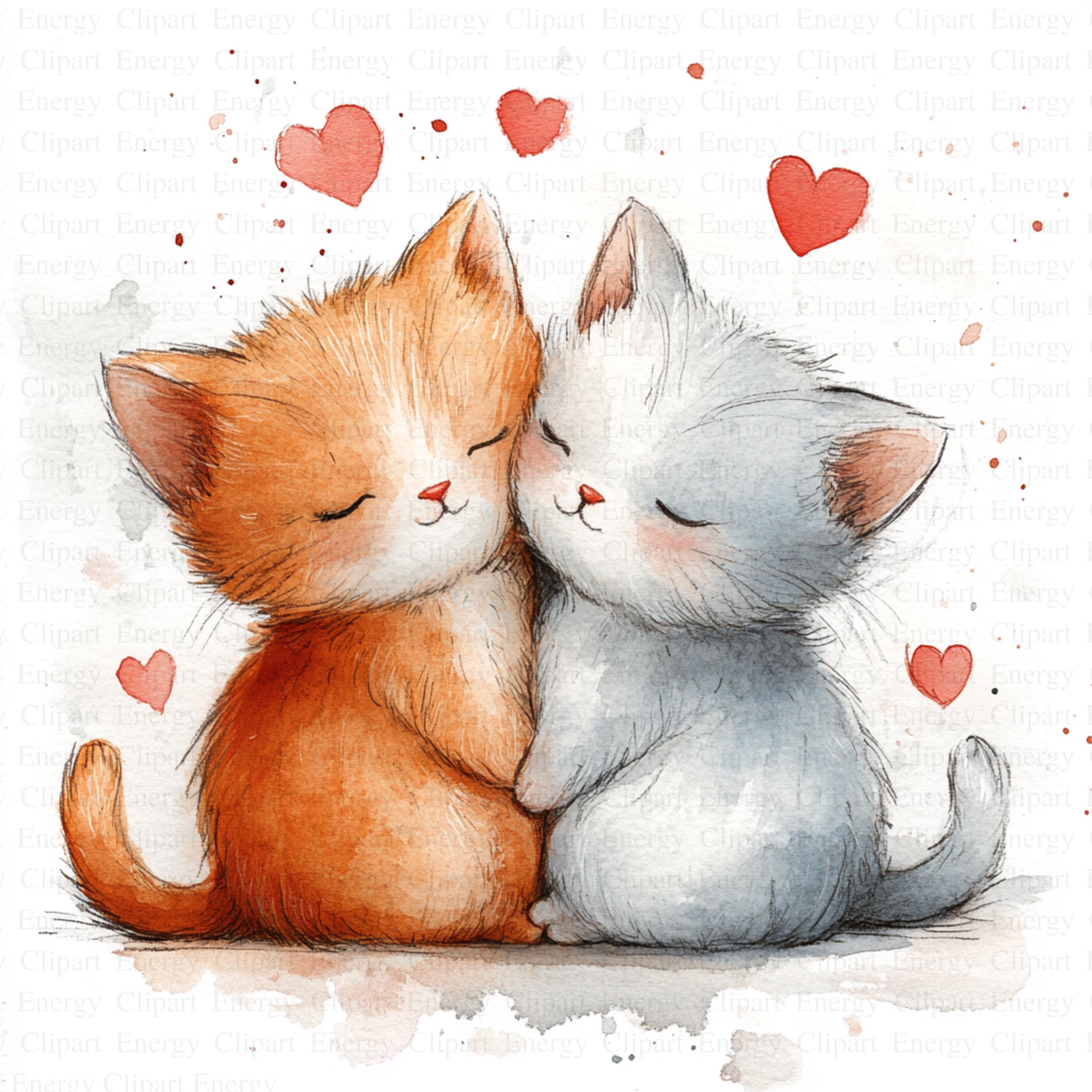Kitten Love Clipart | 5 High Quality Jpg's | Digital Download | Pet Art ...