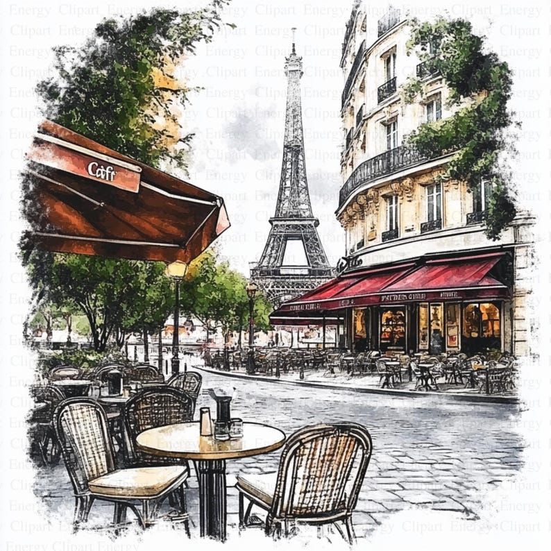Paris Cafe Clipart | 5 High Quality Jpgs | Digital Download | Vintage ...