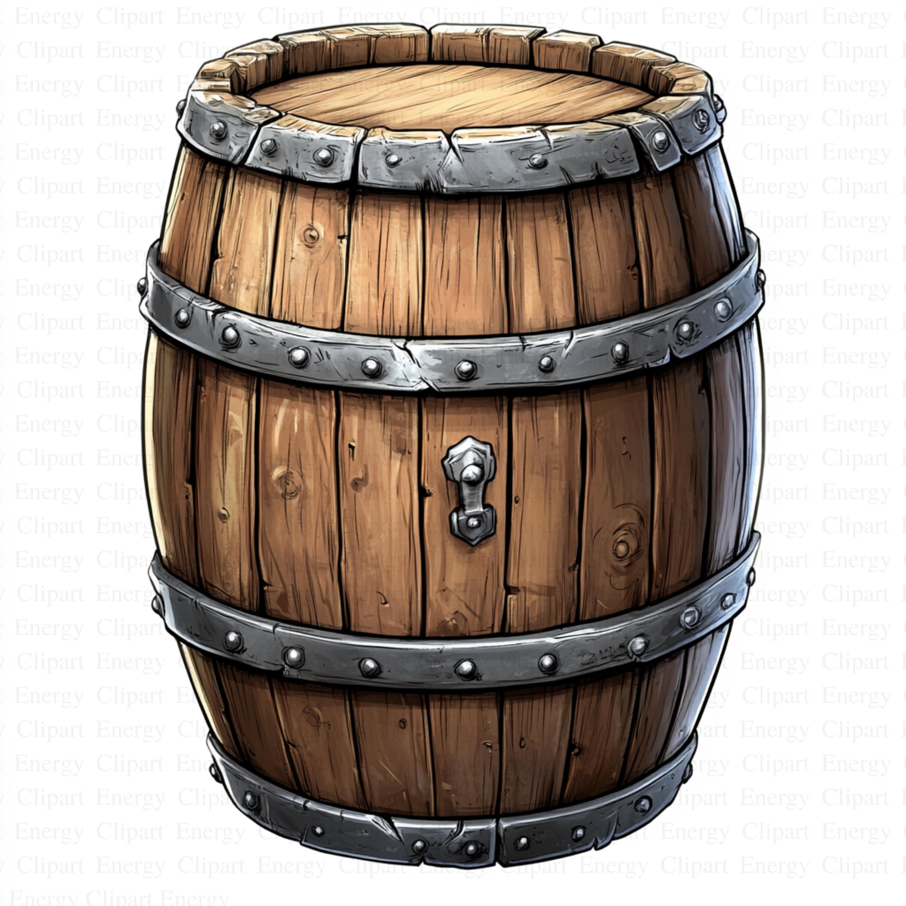 Rustic Wooden Barrels Clipart | 5 High Quality Jpg's | Digital Download ...