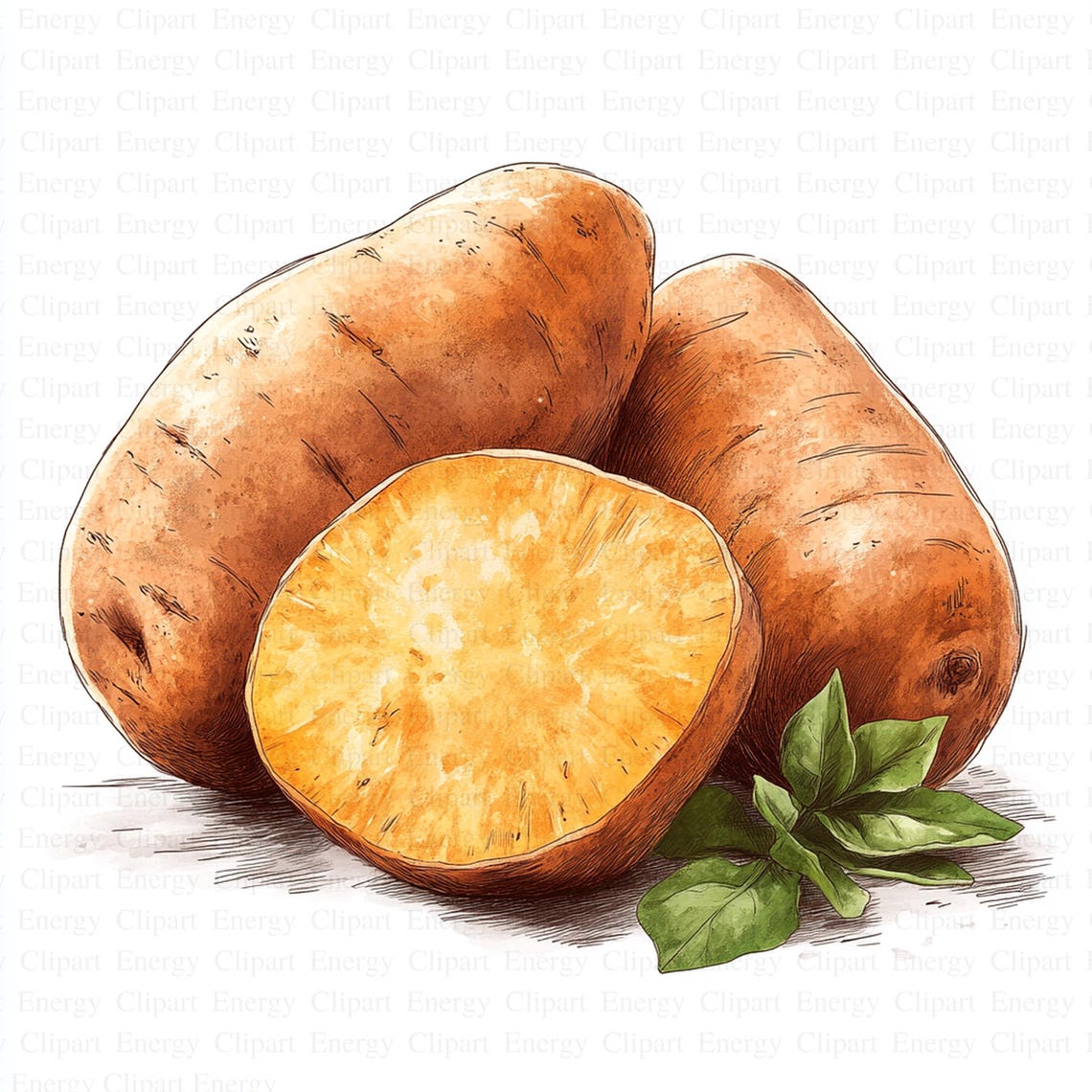 Watercolor Sweet Potato Clipart | 5 High Quality Jpg's | Digital ...