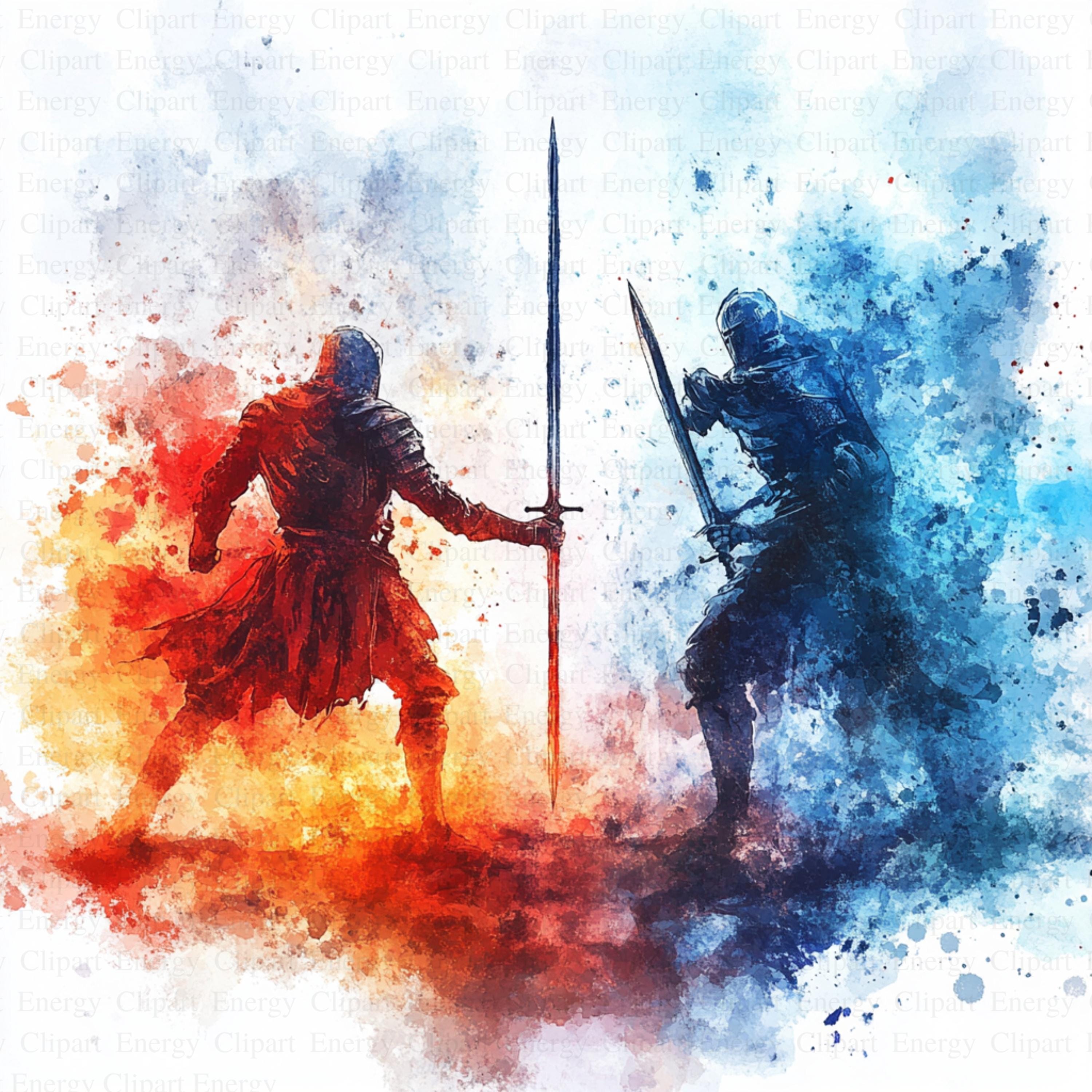 Watercolor Battle Clipart | 5 High Quality Jpg's | Digital Download ...
